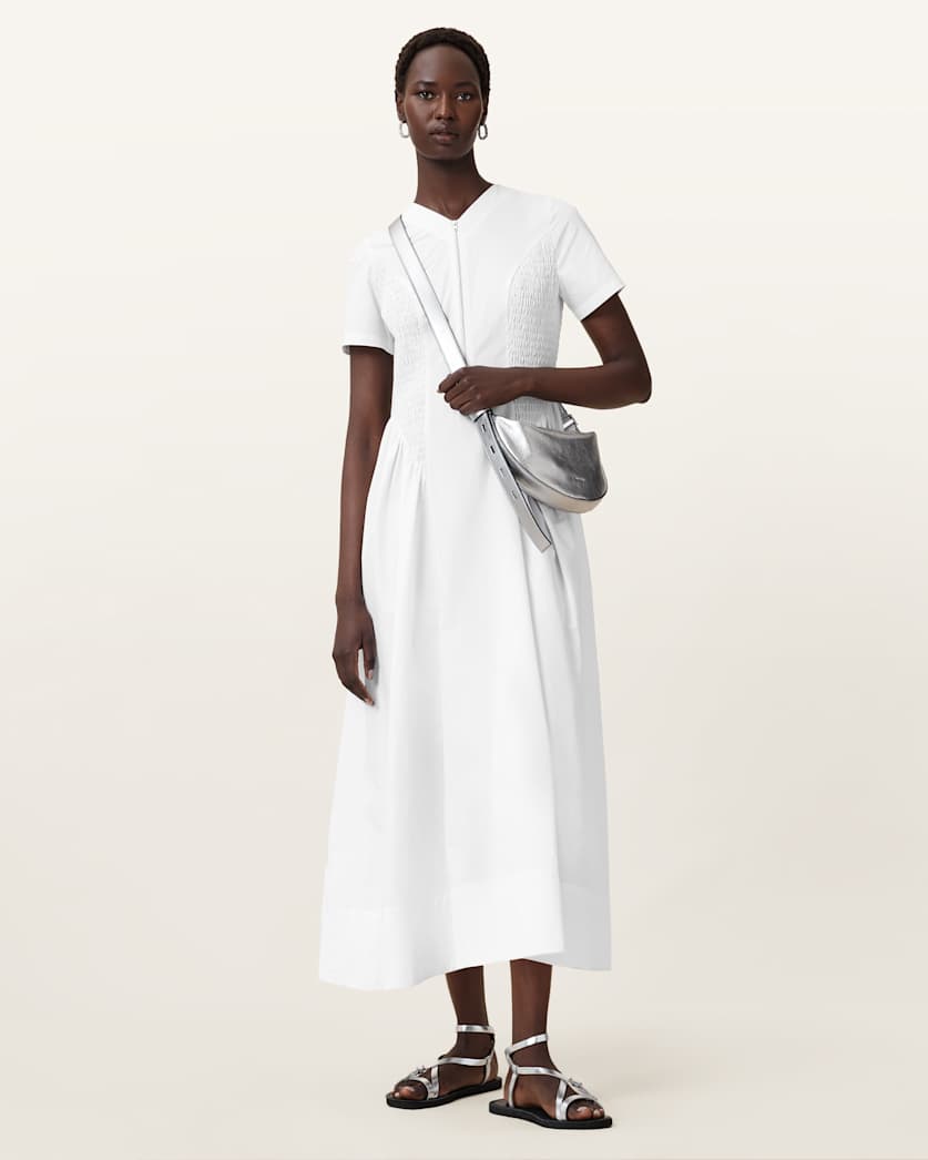 Sheena Cotton Midi Dress White | ALLSAINTS